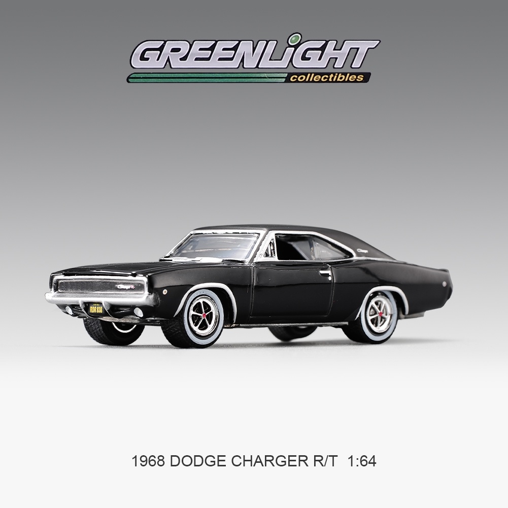 1:64 green light model 1968 DODGE CHARGER R/T black white wheel hub ...