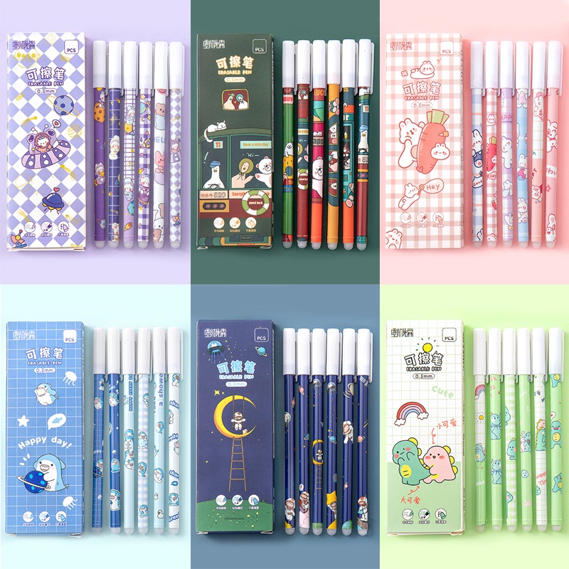 6Pcs/set Erasable Gel Pen Full Needle Tube 0.5m Exquisite Cartoon ...