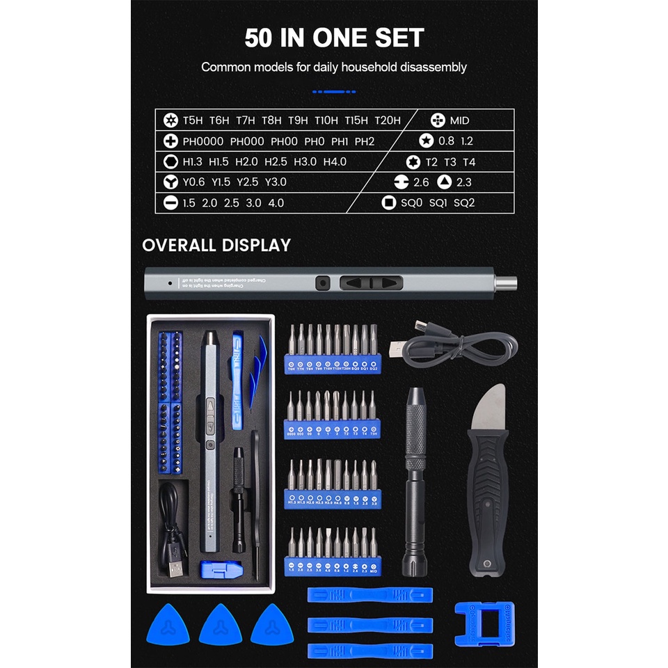 11/36/51 In 1 Precision Electric Screwdriver Set Type-C Fast Charging ...