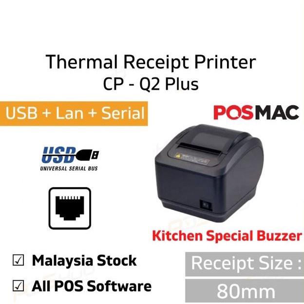 POSMAC CP-Q2 Plus Pos Thermal Receipt Printer 80mm with pending beep ...