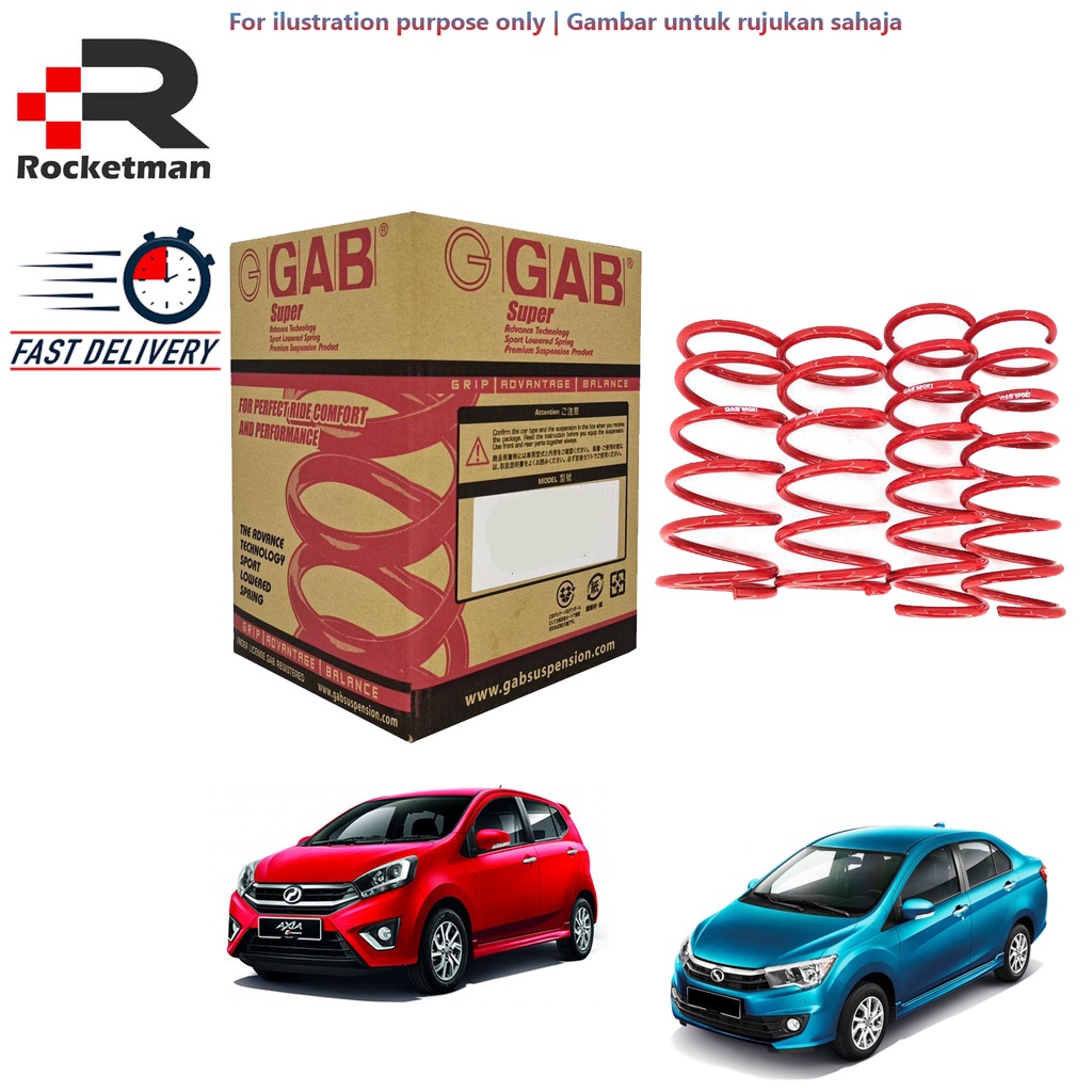 GAB SUPER SPORT LOWERED COIL SPRING SET PERODUA BEZZA 1.0 1.3 AXIA ...