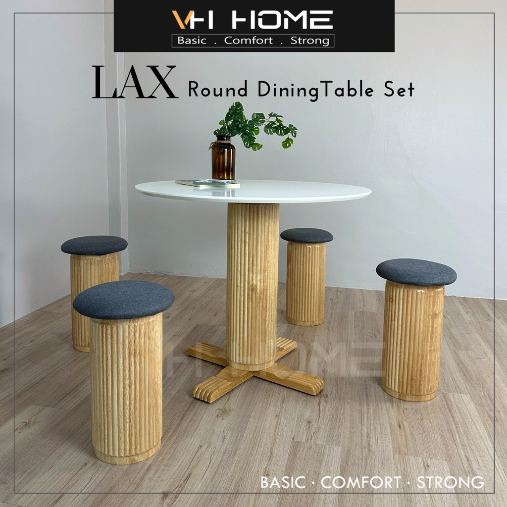 VH LAX Round Dining Table 2.5FT/3FT With Stools Special Modern Design Meja Makan Bulat Stool ...