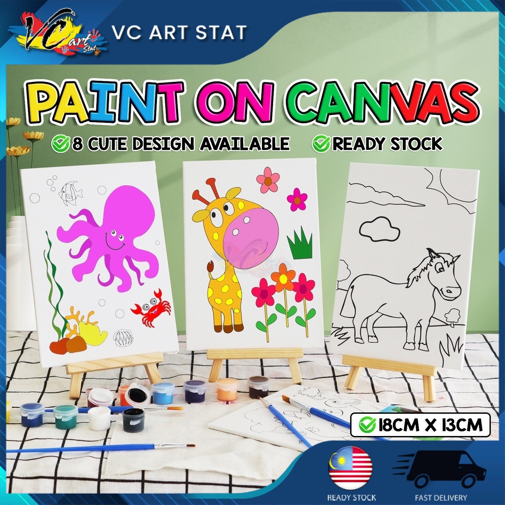 VC Art DIY Canvas Painting Canvas Board Children Cute Cartoon Drawing ...
