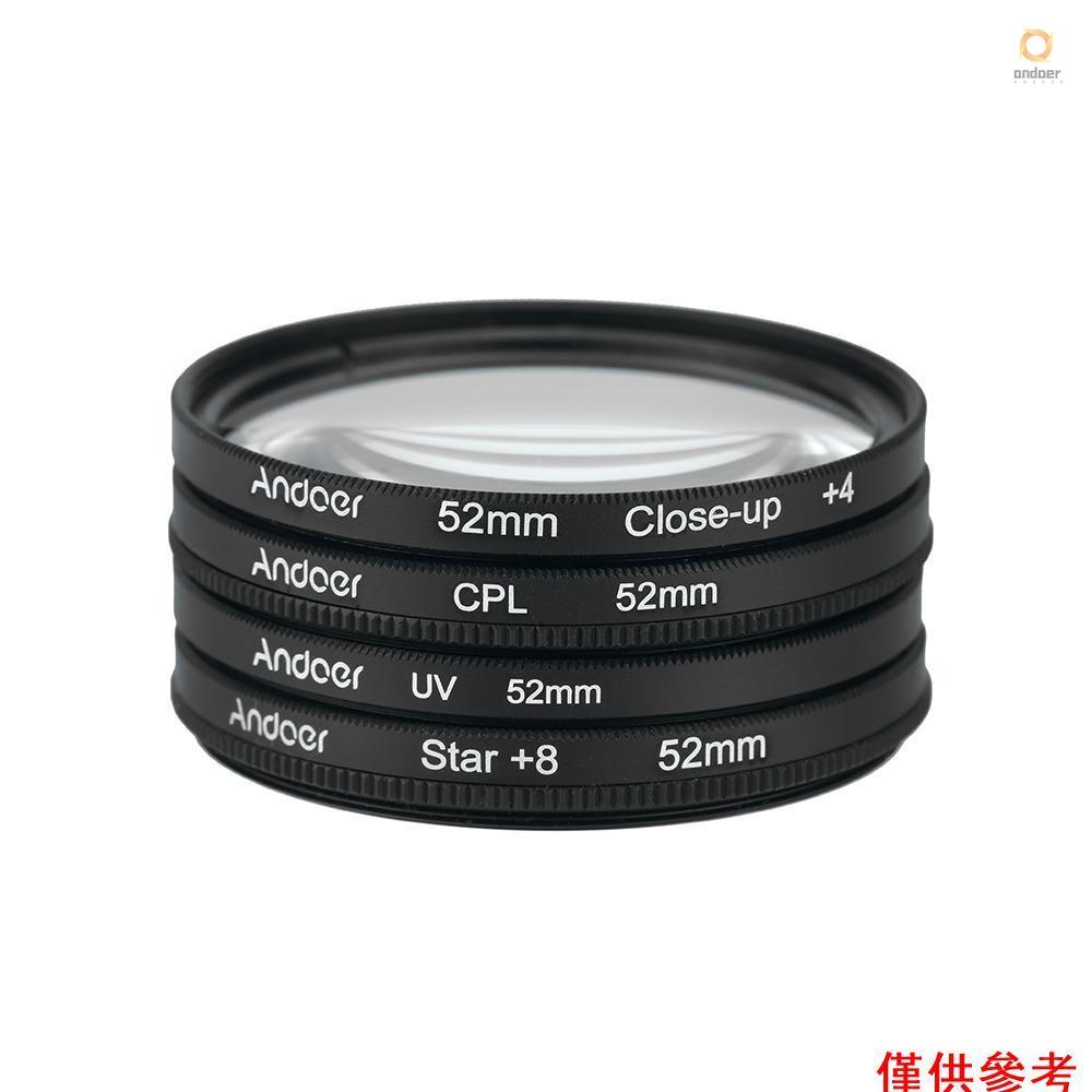 Andoer 52mm UV+CPL+Close-Up+4 +Star 8-Point Filter Circular Filter Kit ...
