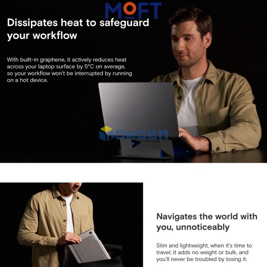 MOFT Built-in Graphene Cooling Plate Laptop Stand with Ventilation Hole ...