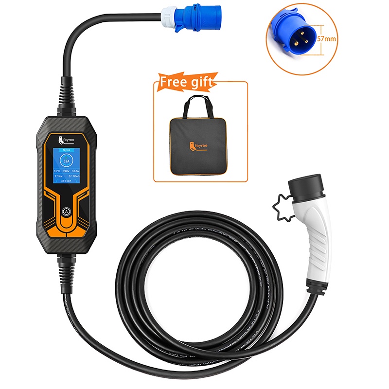 NEW feyree 7KW 32A EV Portable Charger Type2 EVSE Charging Box Electric ...