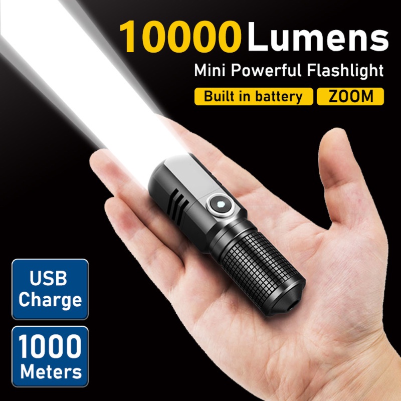 Ship From Selangor 9000 LM mini powerful led flashlight xhp50 built-in ...