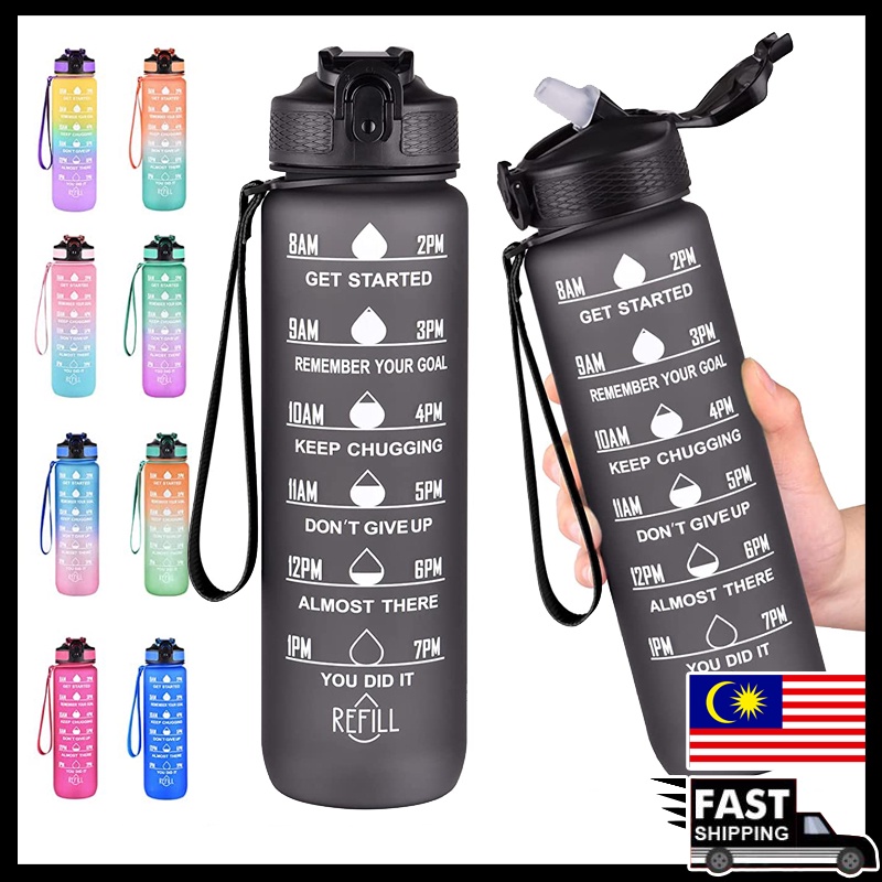 1000ml Ins Water Bottle with Straw Botol Air Viral BPA Free,Cute Children Kids Sports 1L Water ...