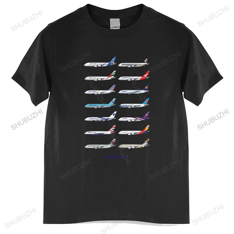 Cotton Tshirt mens summer Tops summer tshirt AIRBUS AVIATION Flight T ...