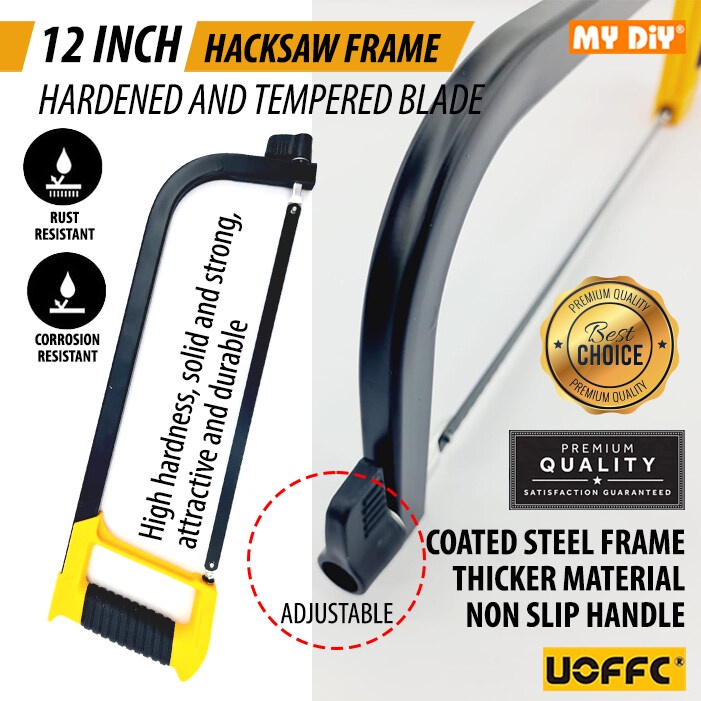 MYDIYHOMEDEPOT - UOFFC 12 INCH Hacksaw Frame Metal Hand Saw Gergaji ...