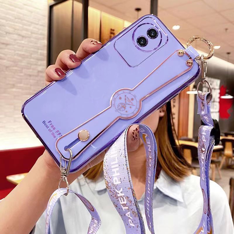 Casing vivo Y02 electroplated wrist strap mobile phone case has a ...