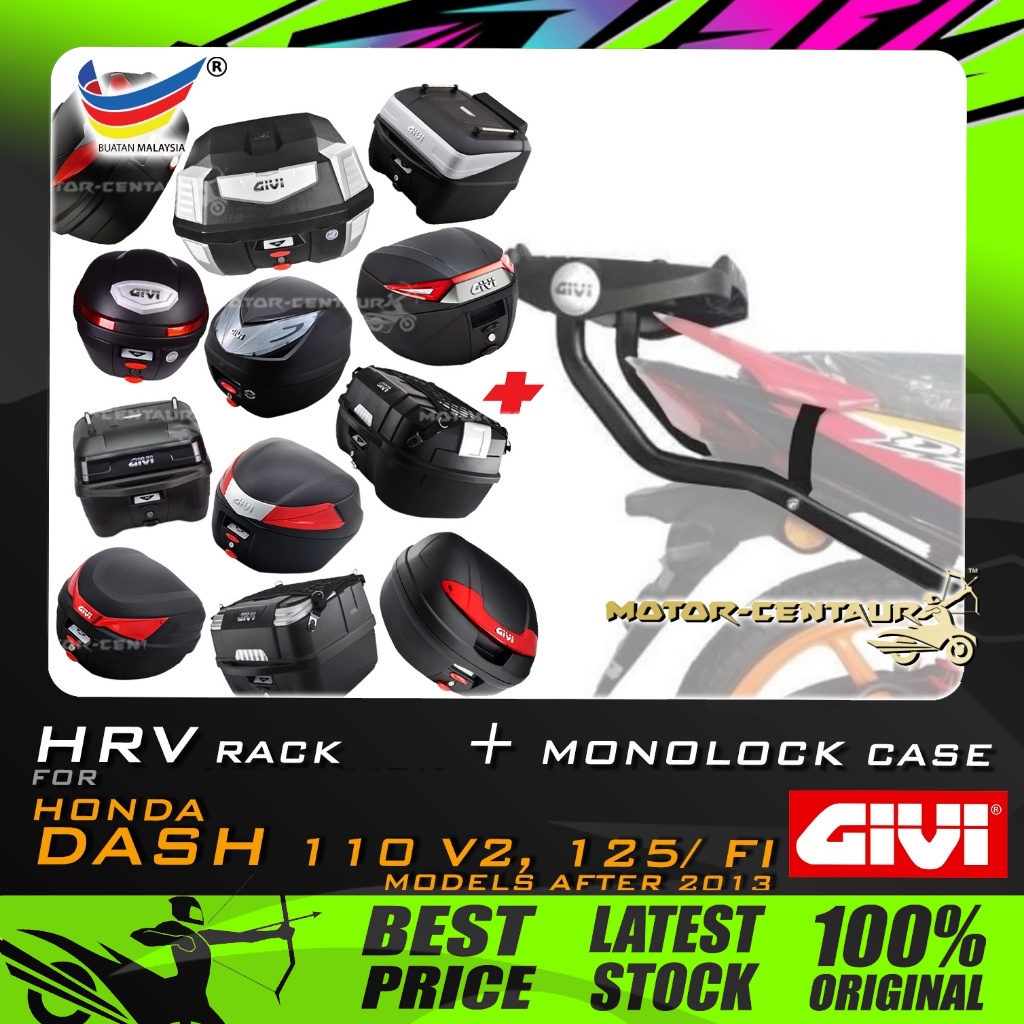 SET KOMBO KOTAK/BOX GIVI B27/B32/B33/B42/B45 TOP CASE + GIVI HONDA DASH 110 125 FI (AFTER 2013 ...
