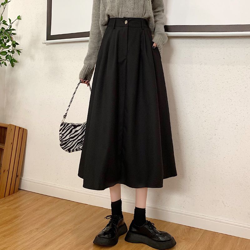 [40-100kg M-5xl] 大码胖mm黑色高腰半身裙女中长款a字裙春夏2022新款西装伞裙长裙 skirt fat bigsize oversize | Shopee Malaysia