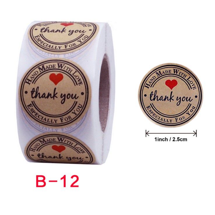 500pcs/roll Sticker Thank You stickers Seal Label sticker kuih raya ...