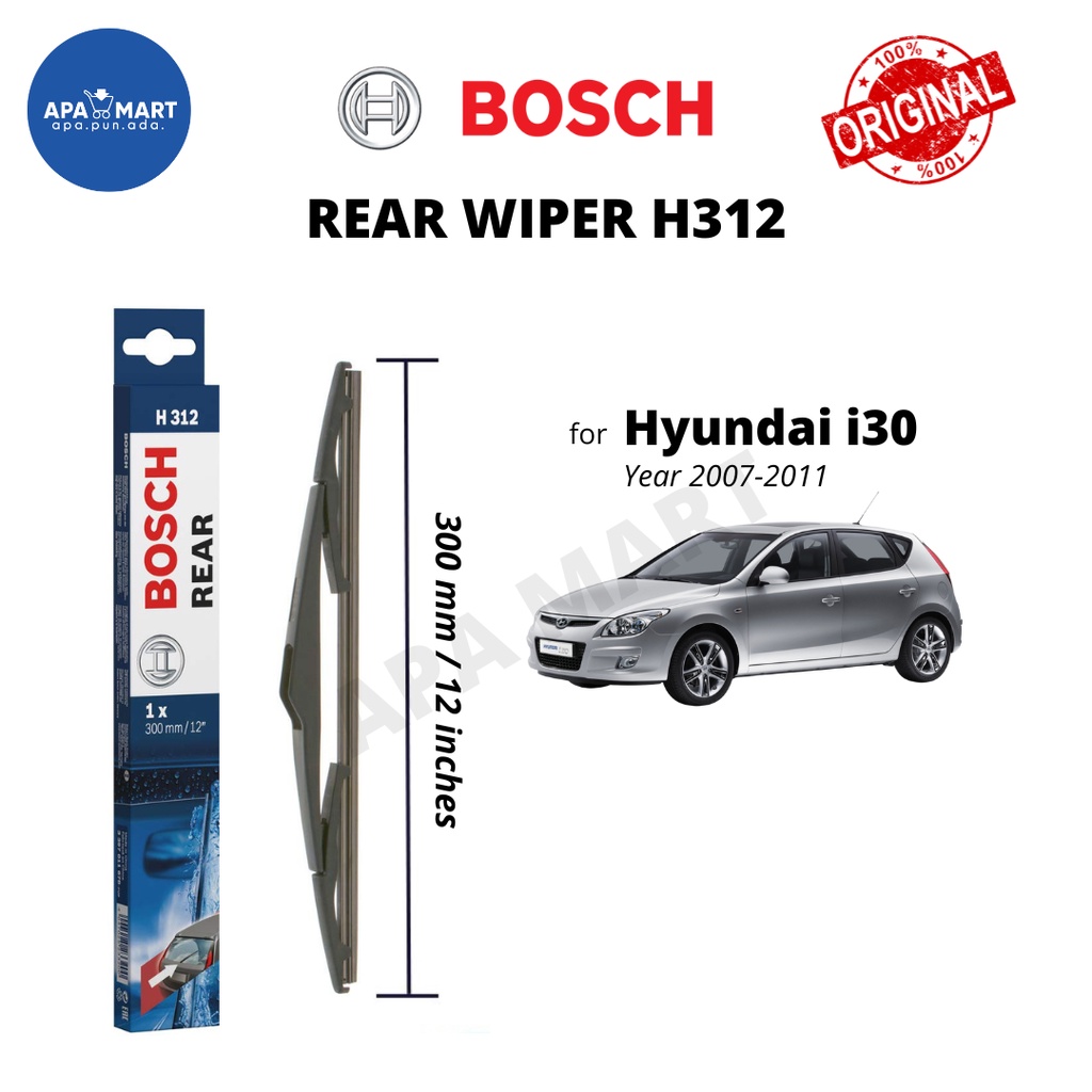 Genuine Bosch Rear Wiper H312 for Hyundai i30 (Year 2007-2011) | Shopee ...