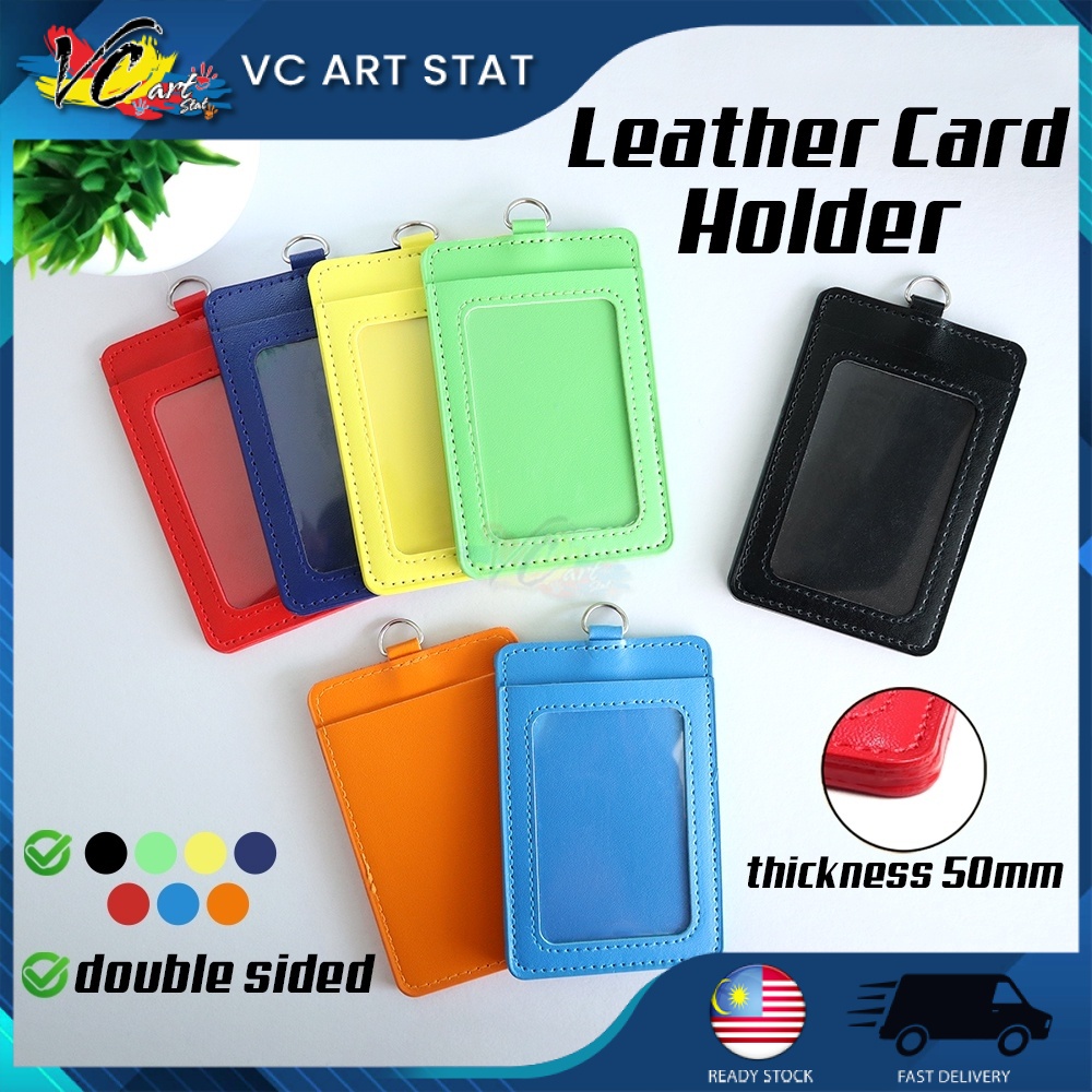 VC Art PU Leather Card Holder Double Sided / Single Sided ID Holder ...