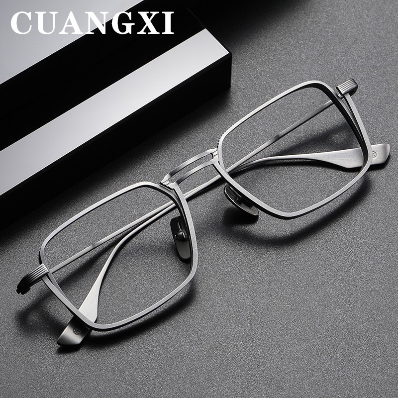 Retro pure titanium large square frame wide rimmed glasses men's and ...