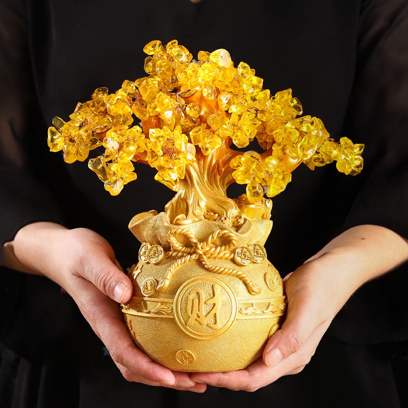 Wholesale Creative Resin Crafts Gold Crystal Money Tree Ornaments Home ...