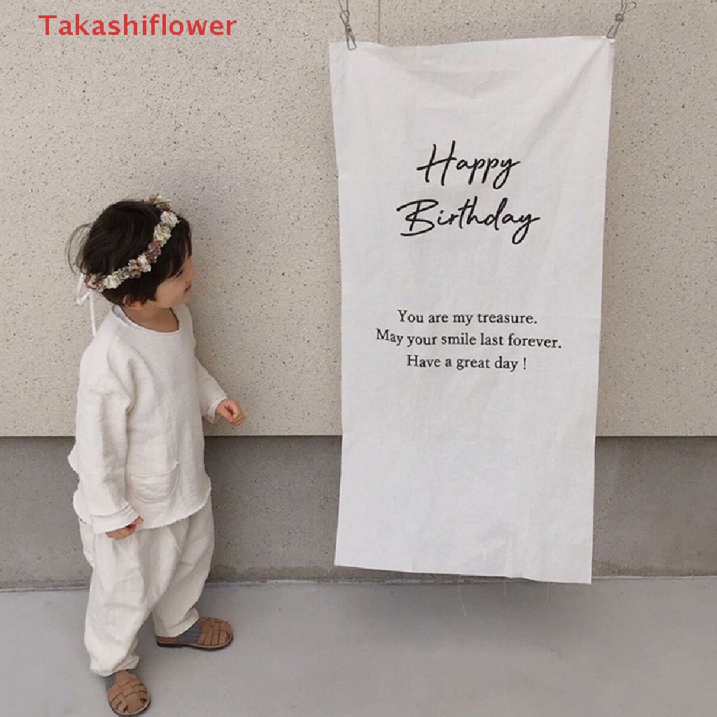 (Takashiflower) Simple Letter Happy Birthday Cloth Ins children Room ...