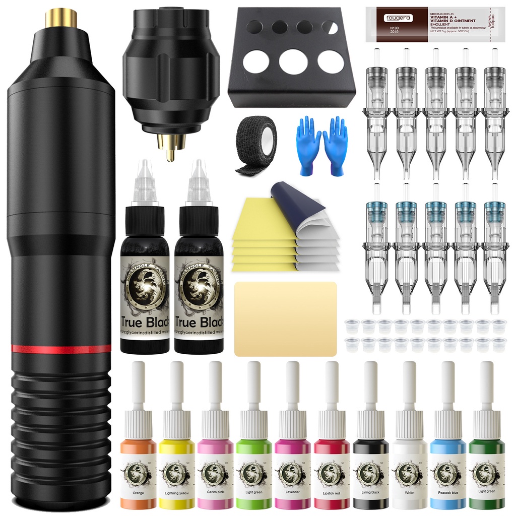 Wormhole Wireless Tattoo Pen Set Pigment Power Supply Full Professional ...