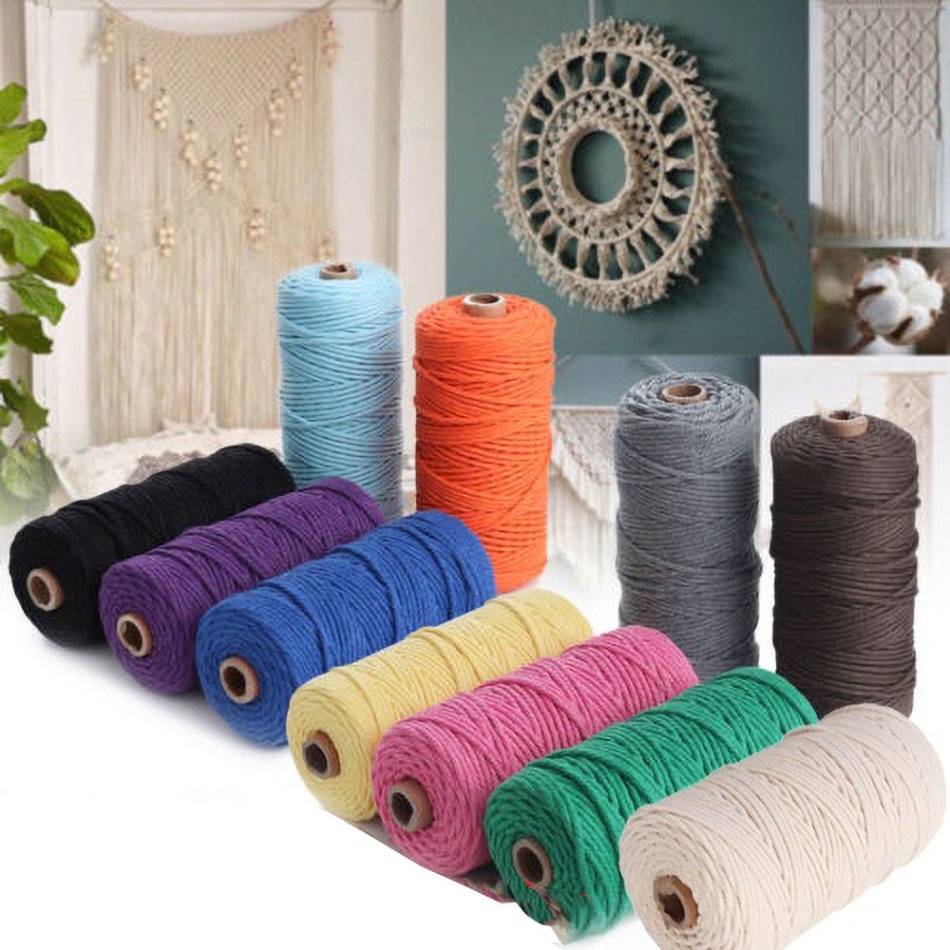 2mm 100m Cotton Macrame Cord Rope Handmade DIY Trim Wall Hangings ...