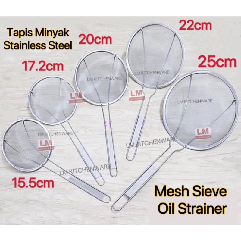TAPIS MINYAK STAINLESS STEEL FINE SKIMMER / MESH SIEVE OIL STRAINER ...