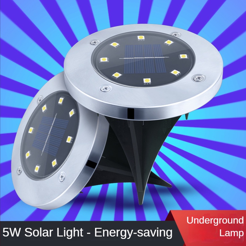 Solar Underground Light 8LED Stainless Steel Outdoor New Plug-in Grass ...
