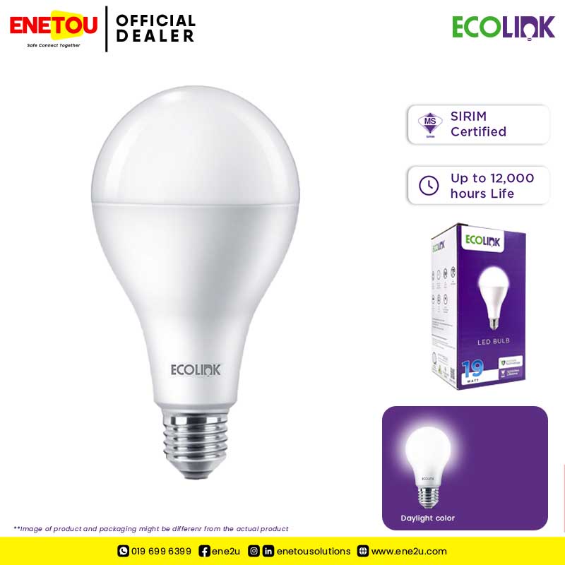 ECOLINK 19W LED BULB E27 A80 230V (6500K) | Shopee Malaysia