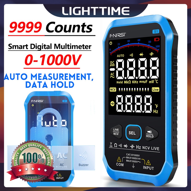 0-1000V AC DC intelligent multimeter rechargeable color screen digital ...