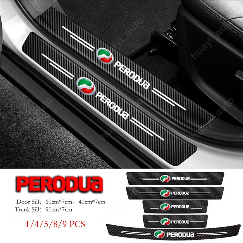 Perodua Car Door Sill Sticker Anti-Scratch Carbon Fiber leather Sticker ...