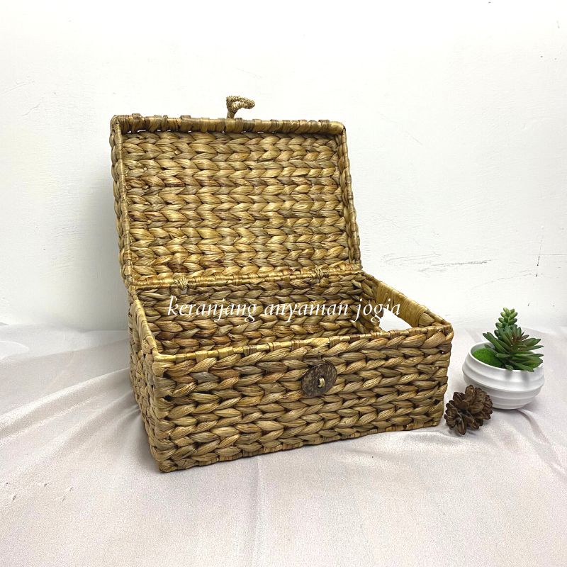 Woven Basket Iron Frame Water Hyacinth Box Iron Frame Crate | Shopee ...