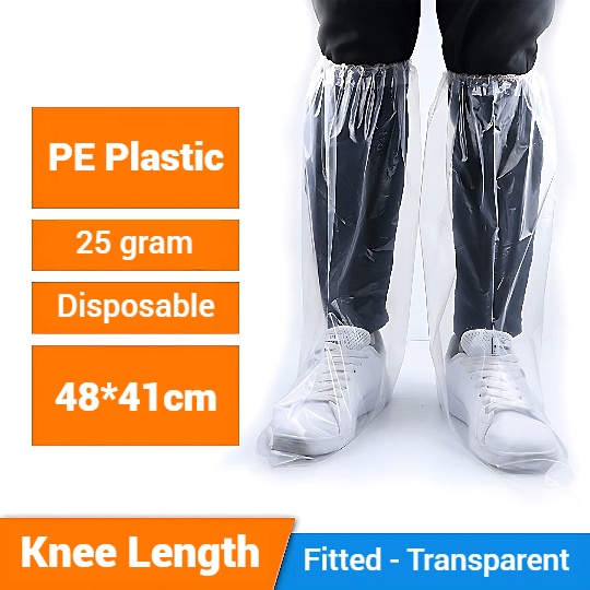 [Xhome] Disposable Thick Rain Shoe Cover, from Ankle to Long Tube Above ...