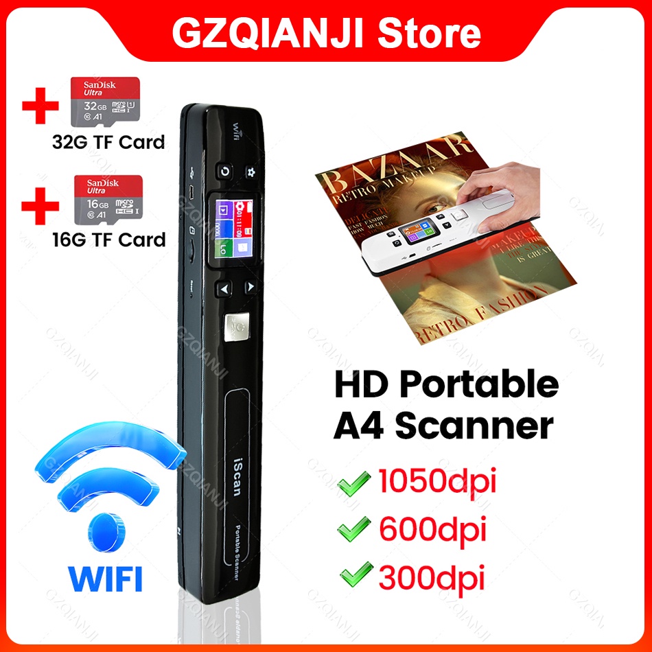 Wifi Wireless Mini Portable A4 Document Scanner Images JPG PDF Format ...