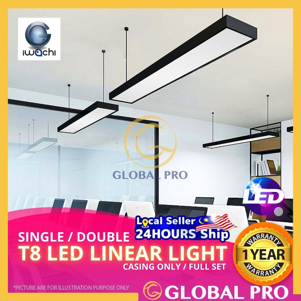 T8 LED Linear Light Kalimantang Casing Lampu Panjang LED Office Light Hanging Ceiling Lampu ...