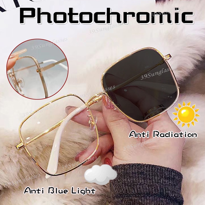 Gold Outdoor Photochromic Anti Radiation Shades Glasses Woman square ...