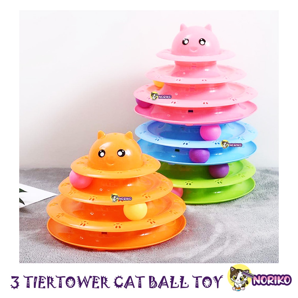 Cat Toy Roller 3-Level Turntable with Three Colorful Balls Interactive ...