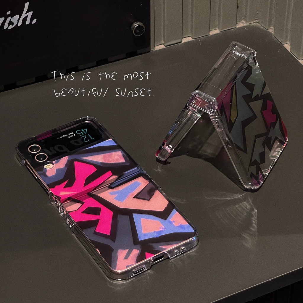 Samsung Galaxy Z Flip 4 5G 3in1 cute Vintage color block PC Case ...
