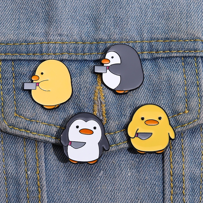 Funny Yellow Duck Enamel Pin Brooches Cute Angry Duck Brooch Laple Pin ...