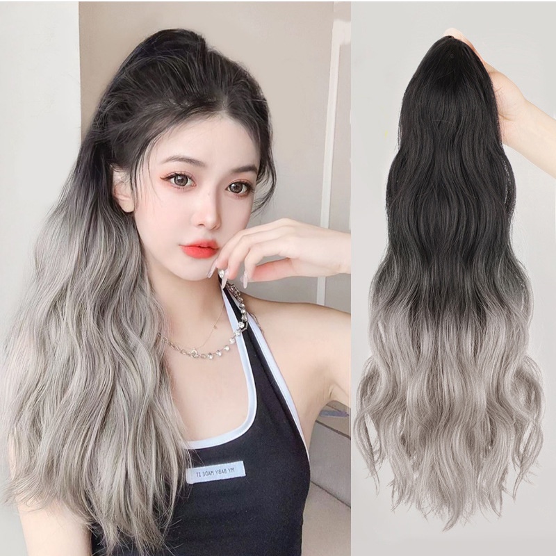 45cm Curly Ponytail Hair Extensions Wig Small Claw Style Ponytail Black ...