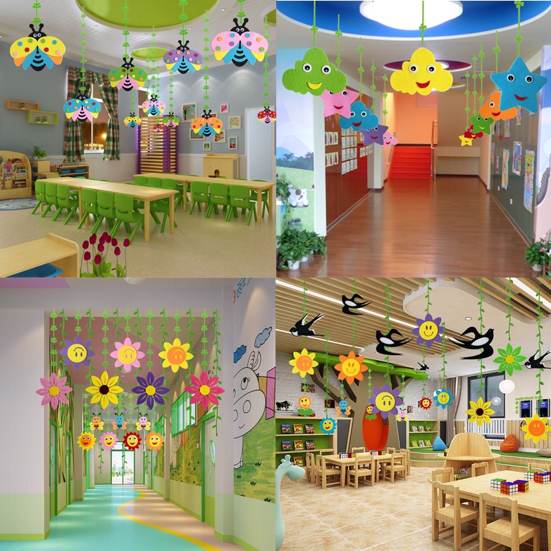 Non-Woven Pendant Environmental Layout Kindergarten Classroom Corridor ...