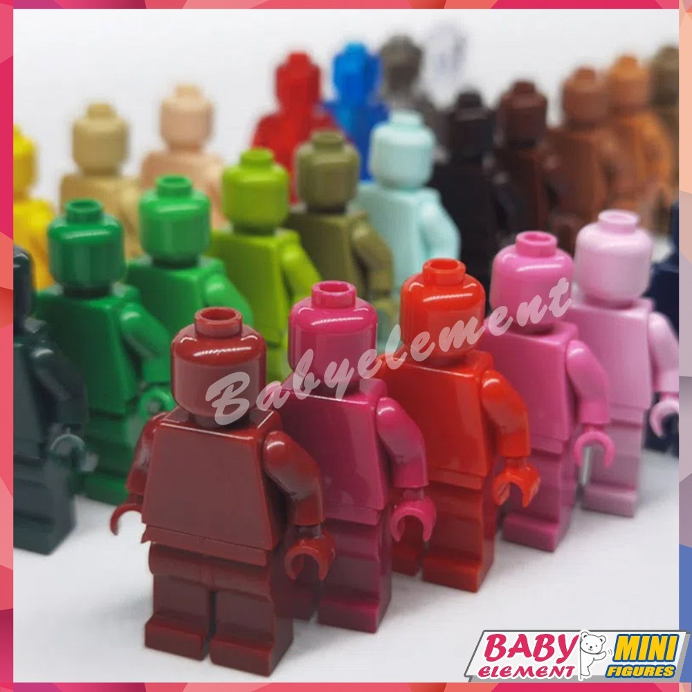 MOC Minifigures Colorful Unprinted Solid Color Body Building Blocks DIY ...