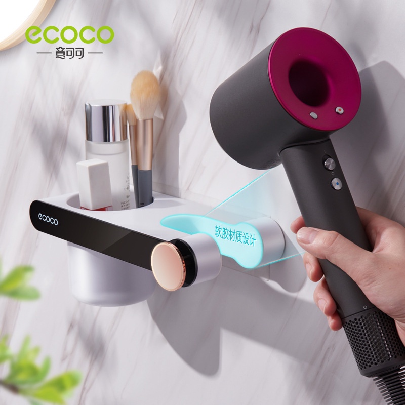 SyokSyok ECOCO Hair Dryer Shelf Toilet Bathroom Hanger Bracket Rack Perforation-Free Rak ...