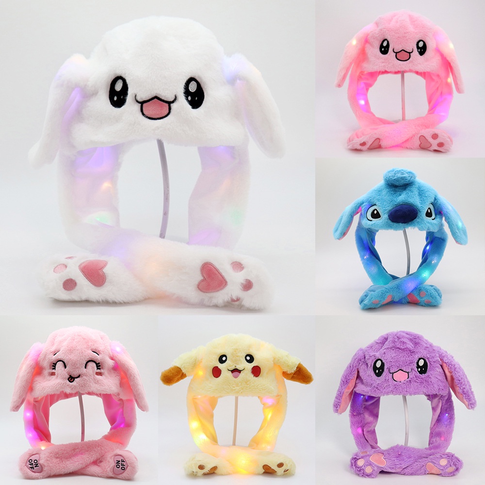 TikTok Bunny Hat arnab telinga Cap kartun bermain Pokemon Stitch Panda ...