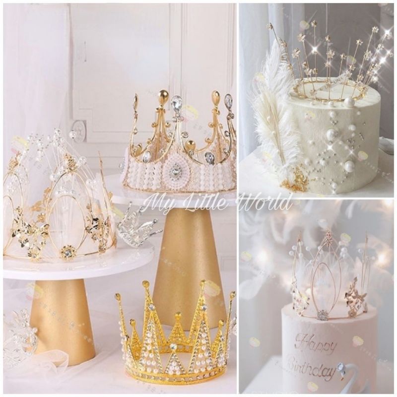 Topper Crown Crown Pearl Crown Cake Decoration Aesthetic Unique Vintage ...