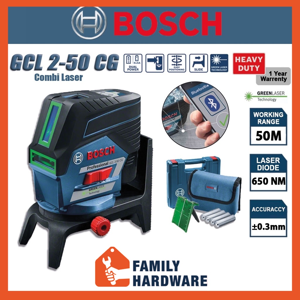 BOSCH GCL 2-50 CG PROFESSIONAL COMBI LASER MEASURE 0 601 066 H80 (Green ...