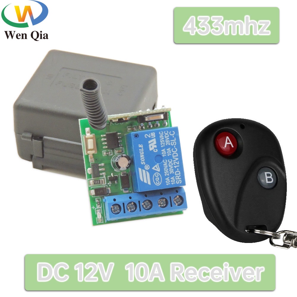 433mhz RF Universal Remote Control Switch DC 12V 10A 1Ch Relay Receiver ...