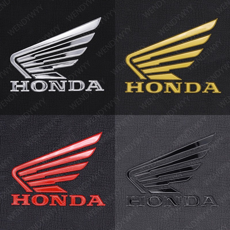 2pcs 1set Left and Right Honda Wings Logo 3D Emblem Chrome Red Black ...