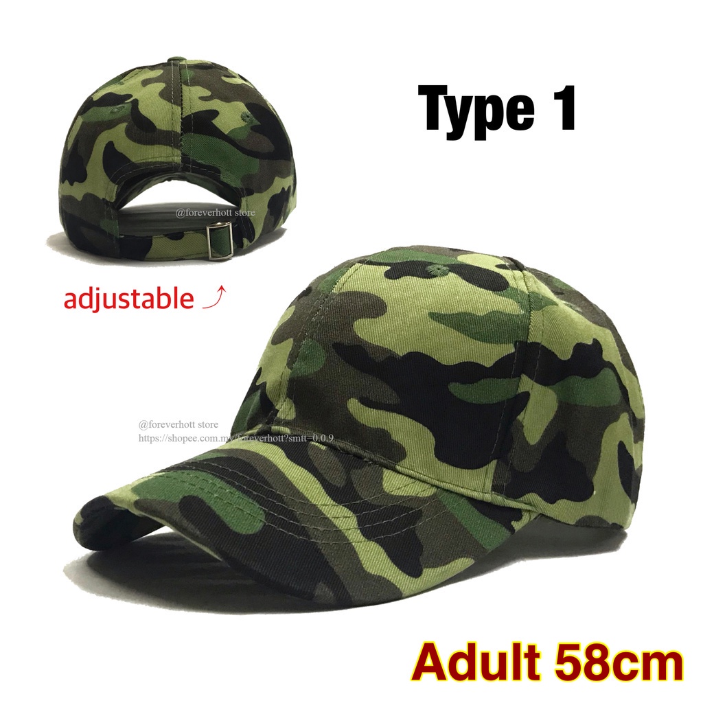 Topi Askar Dewasa / Budak Camouflage Baseball Cap Adult / Kids Unisex ...
