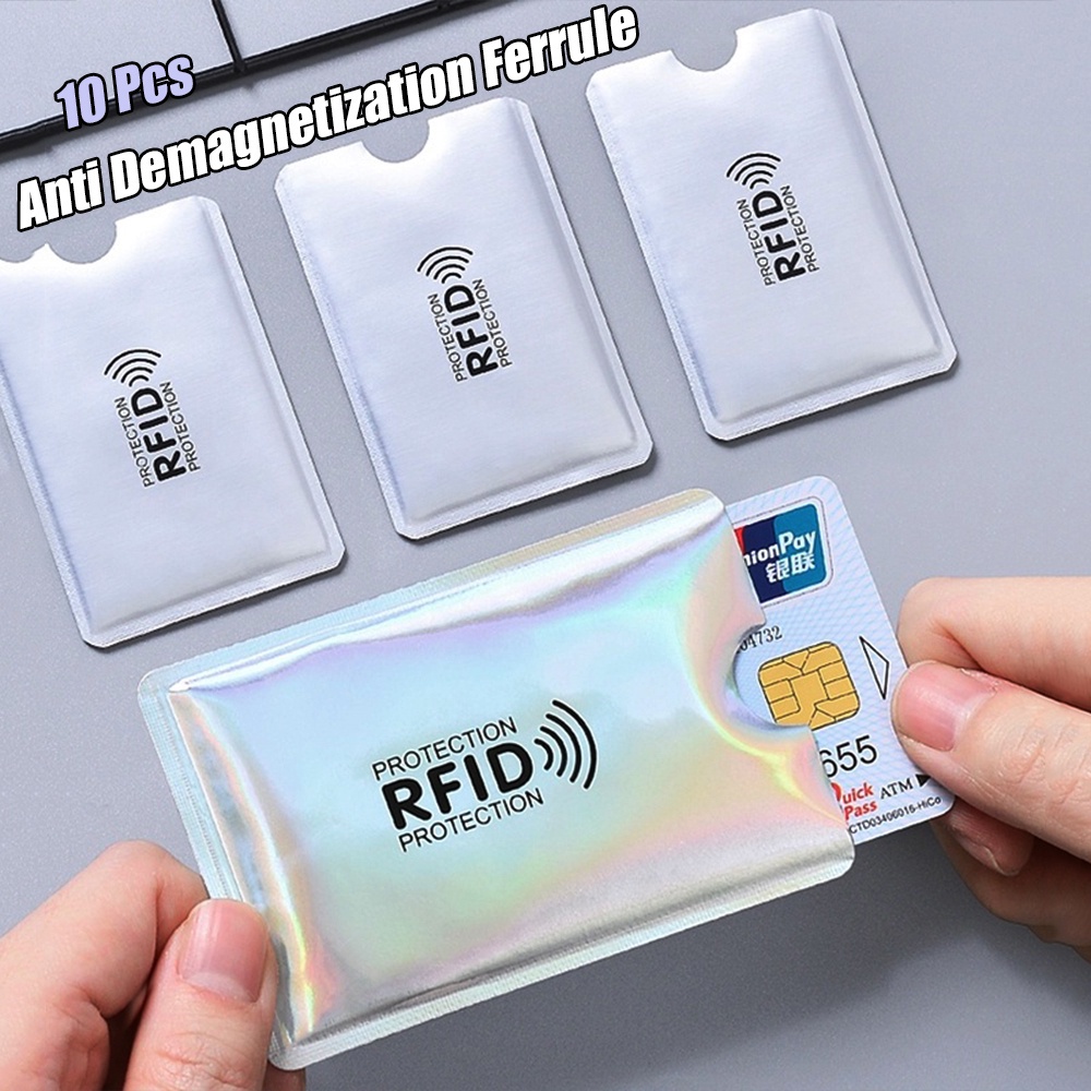 10Pcs Aluminum Foil Anti-Degaussing Bank Card Holder Anti-Theft Swipe ...