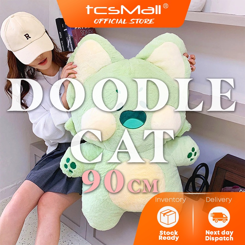 90cm Anak Patung Kawaii DuDu Cat Fluffy Doodle Meow Stuffed Plush Doll ...